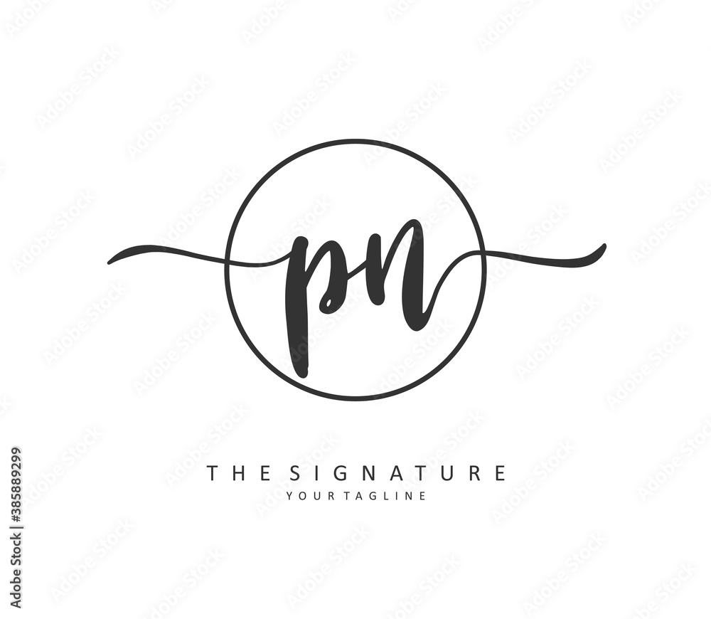 P N PN Initial letter handwriting and signature logo. A concept ...