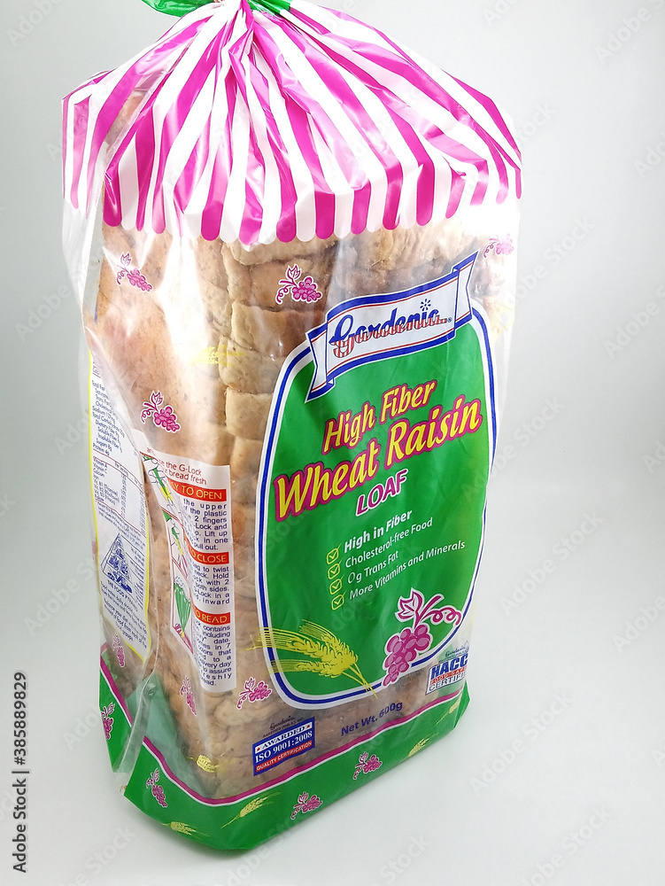 Gardenia high fiber wheat raisin loaf bread in the Philippines Stock ...