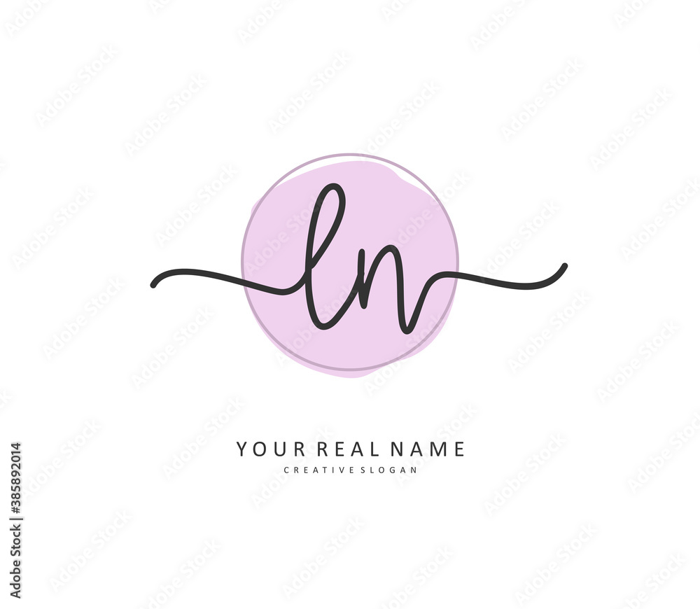 L N LN Initial letter handwriting and signature logo. A concept handwriting initial logo with ...