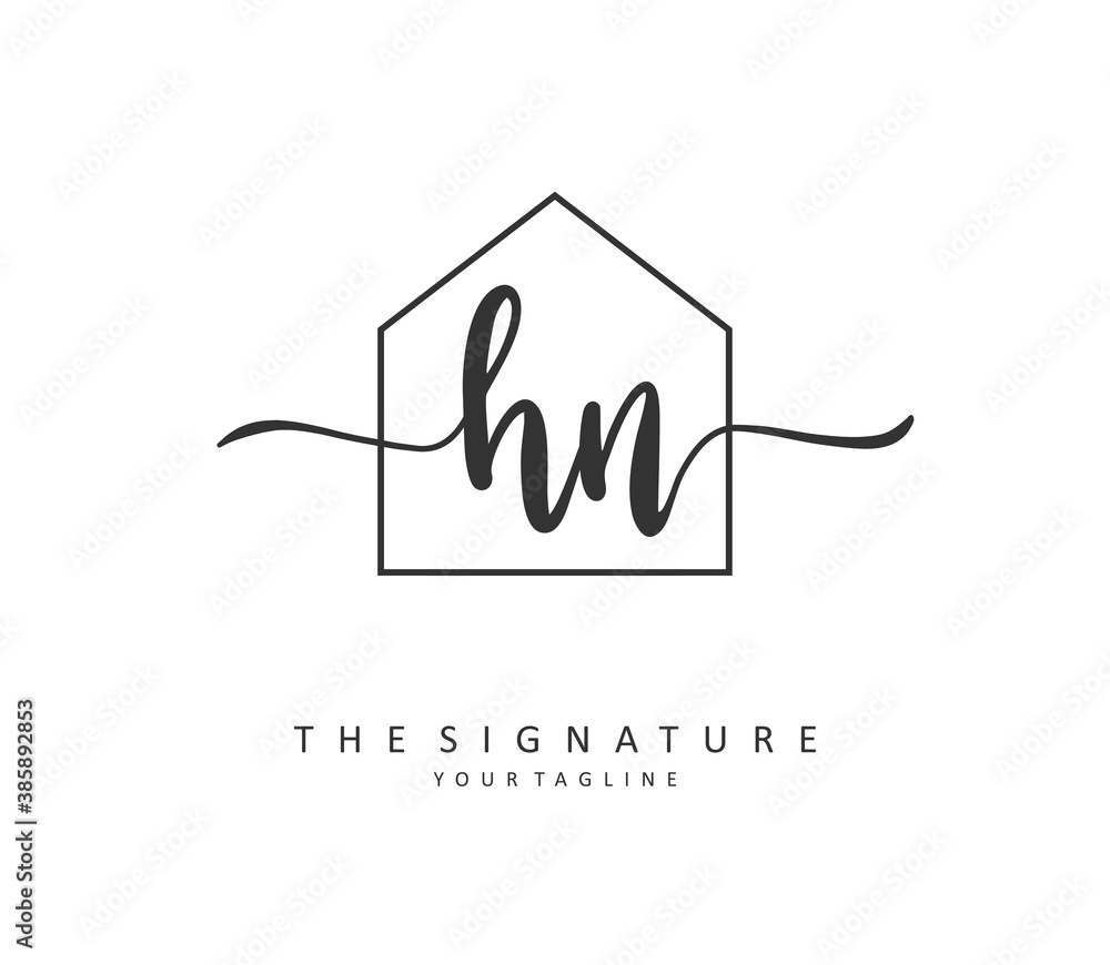 H N HN Initial letter handwriting and signature logo. A concept ...