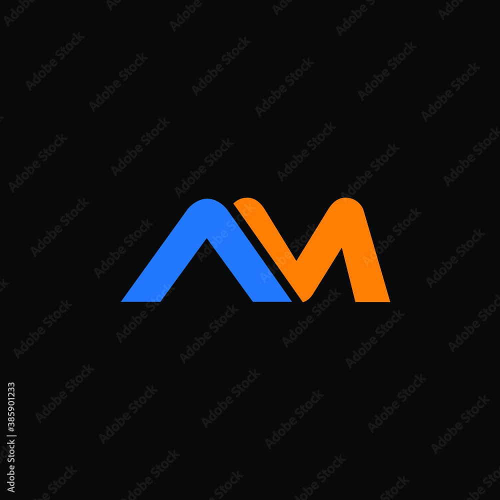 AM letter icon design on black background. Creative letter AM/A M logo ...