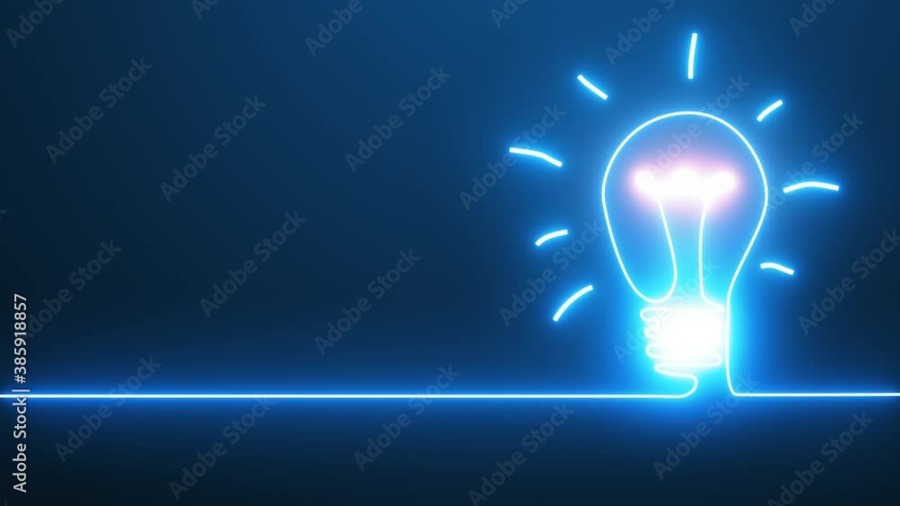 light bulb symbol motion effect animation on blue background Stock ...