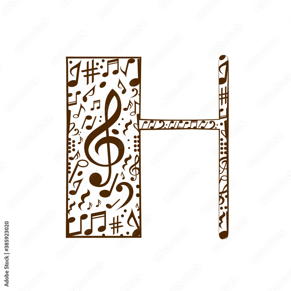 Abstract vector alphabet - H made from music notes - alphabet set Stock ...