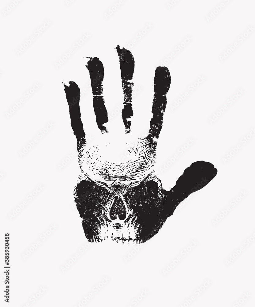 Black Hand Print Vector