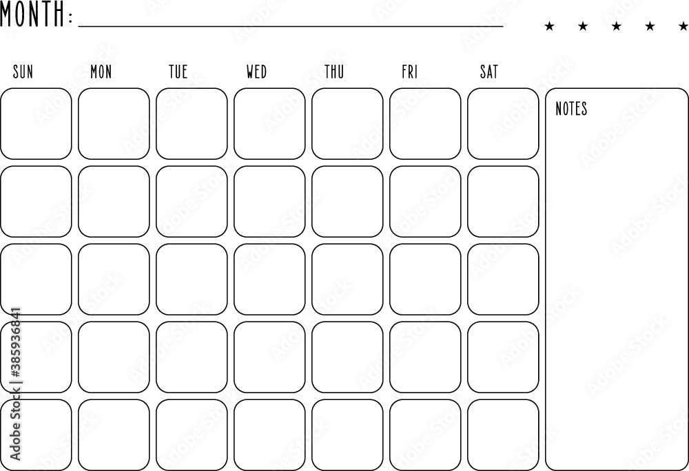 Vector illustration of the monthly calendar Stock Vector | Adobe Stock