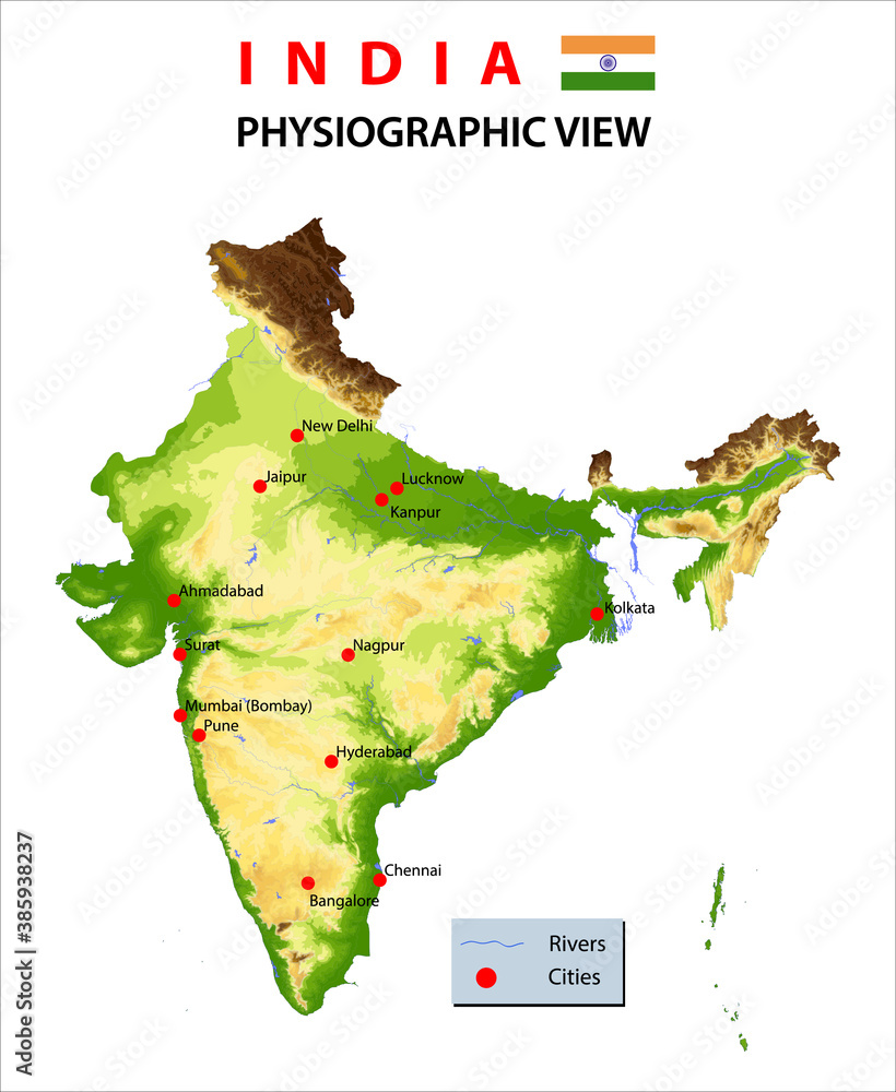 Detailed India physical map . India map. Map showing open and dense ... Detailed India physical map . India map. Map showing open and dense ...