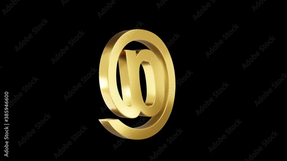 "At" symbol 3D icon spinning. Alpha channel. Seamless looping. Stock ...