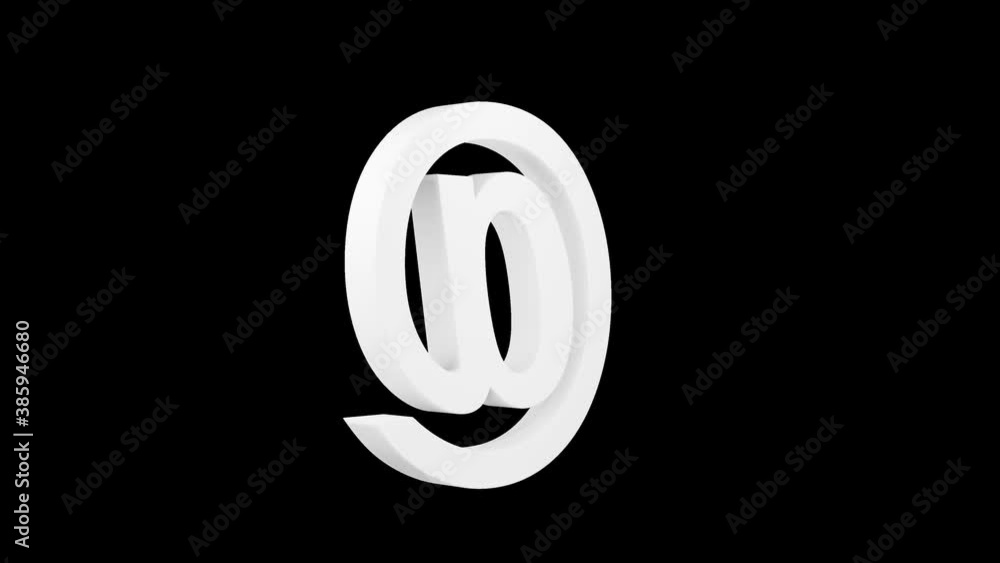 "At" symbol 3D icon spinning. Alpha channel. Seamless looping. Stock ...