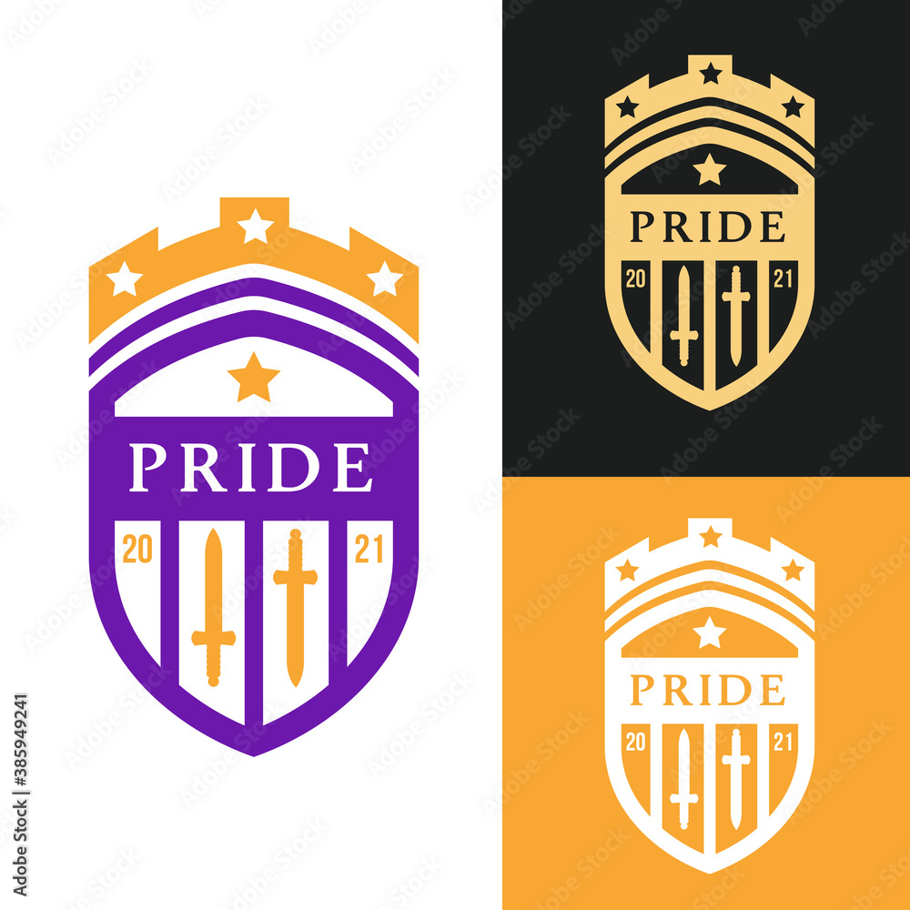 Color heraldic emblems isolated on white background. Template for ...