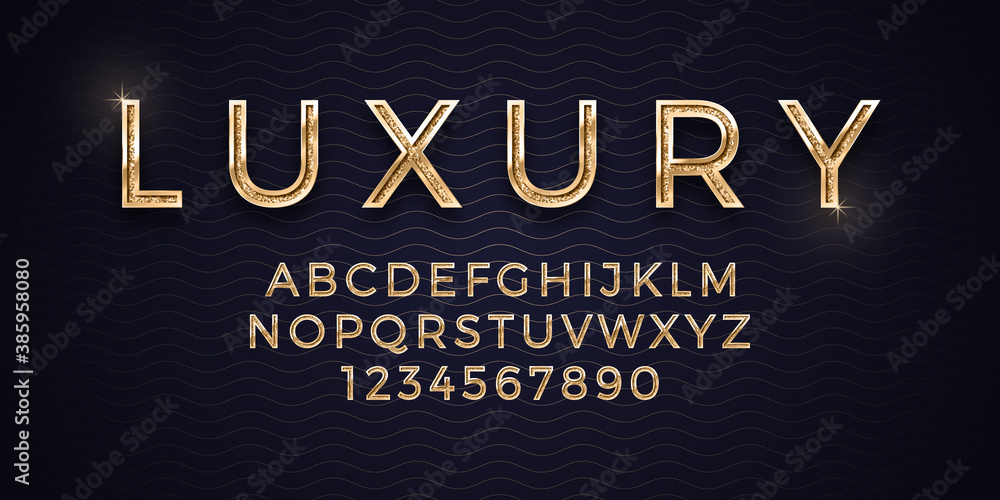 3D Vector Elegant Luxury Golden Font Isolated On Abstract Background ...
