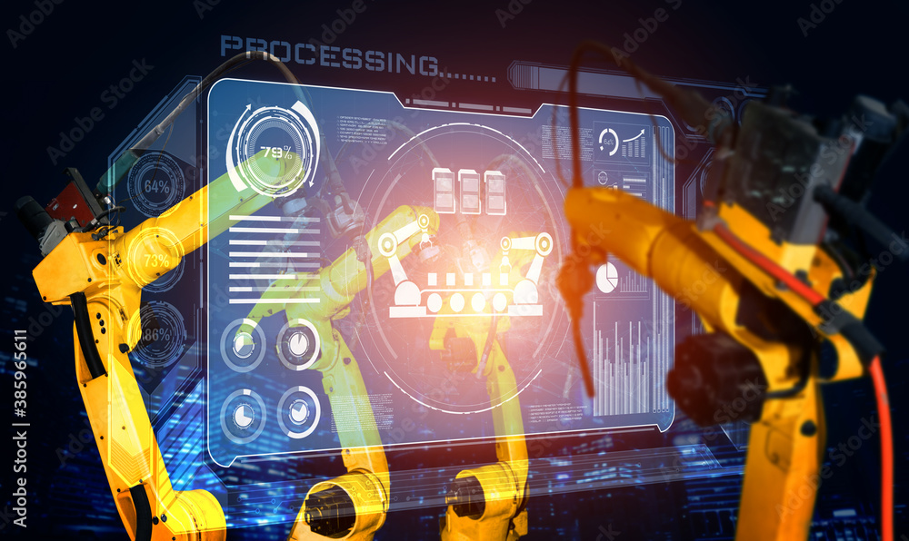 Smart industry robot arms for digital factory production technology ...