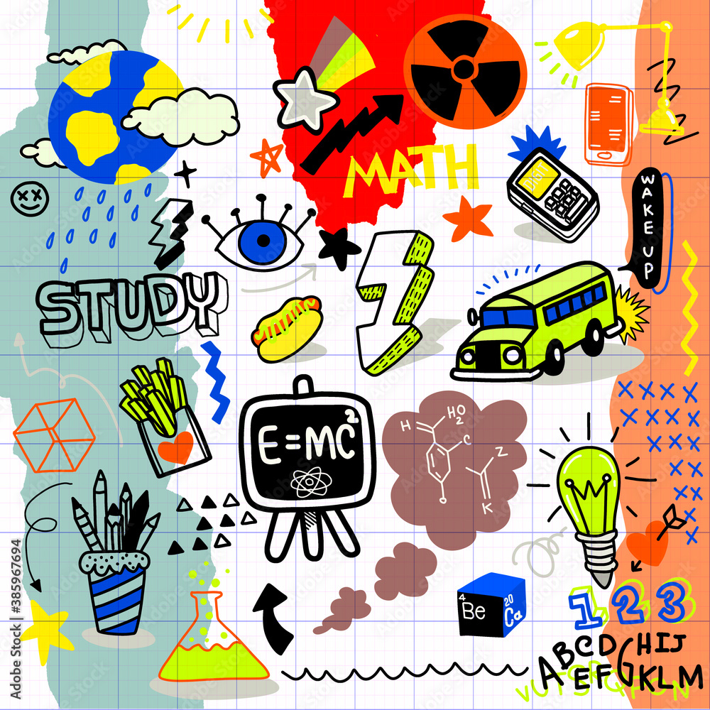 Cute hand drawn doodles, School clipart. doodle school icons and ...