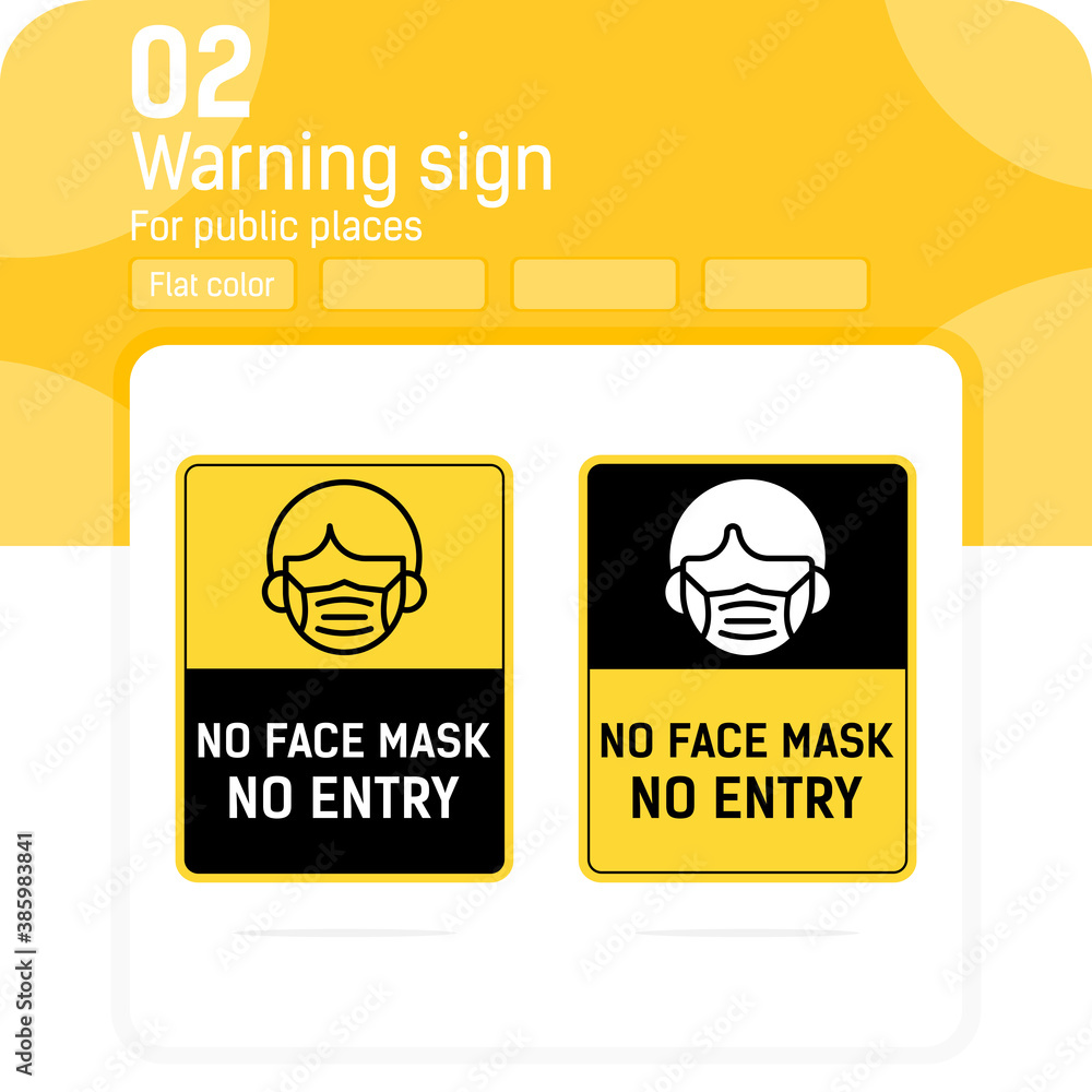 No face mask no entry sign with flat style isolated on white background ...