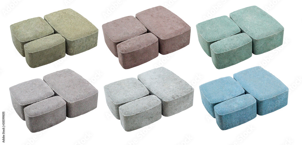 Sidewalk stone of different colors. Paving slabs Isolated white ...