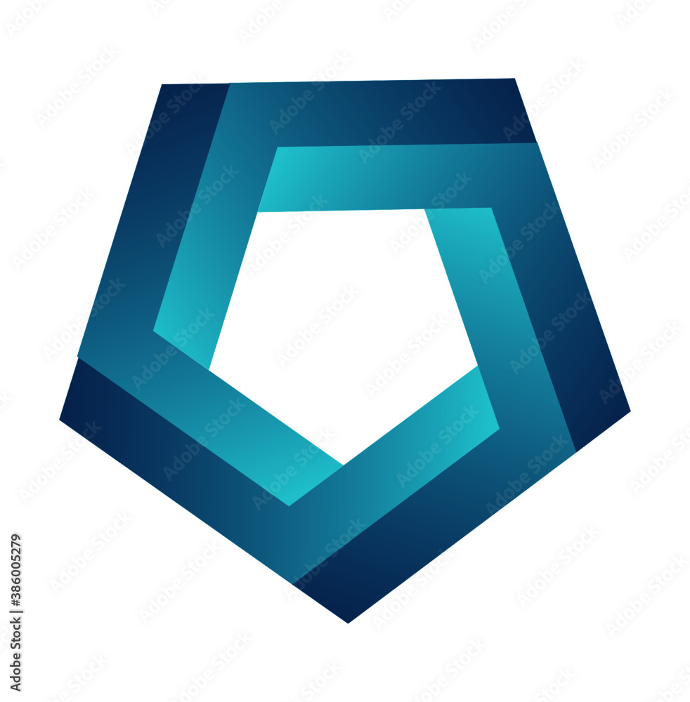 Impossible polygon. Penrose optical illusion. Blue gradient endless ...
