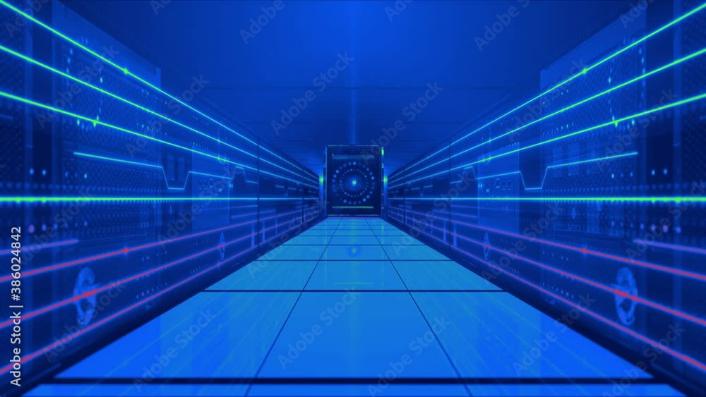 Zoom in Digital server room data center. Technology base abstract ...