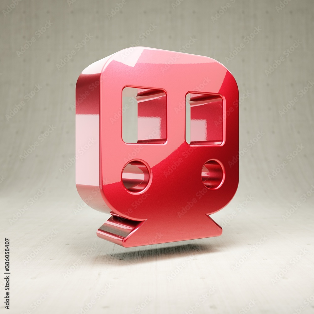 Subway icon. Red glossy metallic Subway symbol isolated on white ...