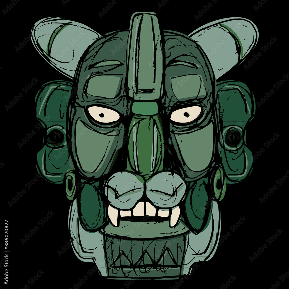 Jade mask of Zapotec Indians from Monte Alban. Pre Columbian Native ...