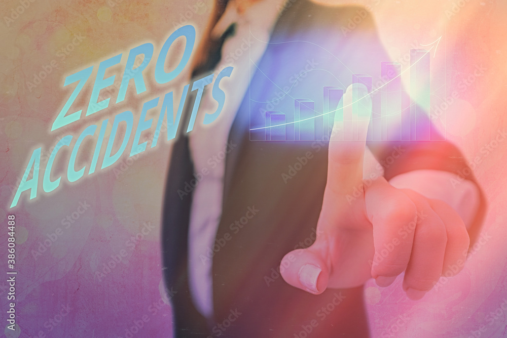 Text sign showing Zero Accidents. Business photo showcasing important ...