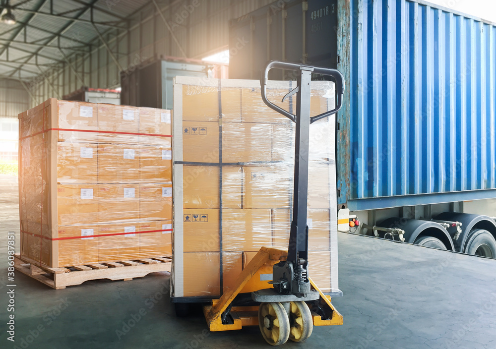 Cargo shipment boxes, Freight truck, Delivery service. Large cargo ...