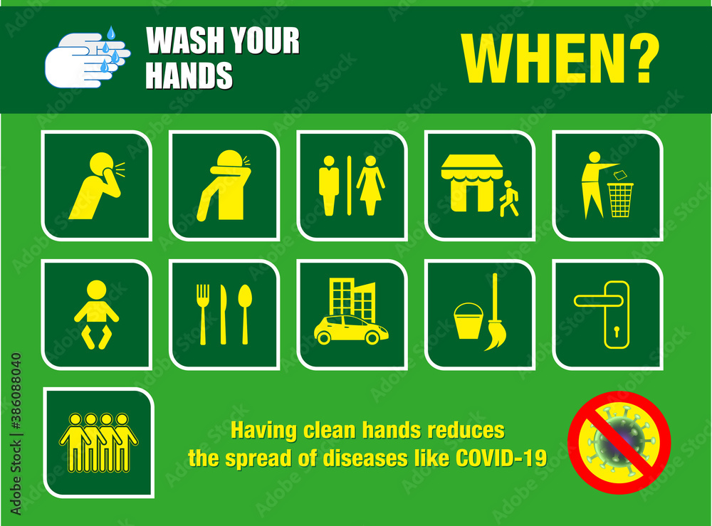 Vecteur Stock set of wash your hand mandatory sign for employee or ...