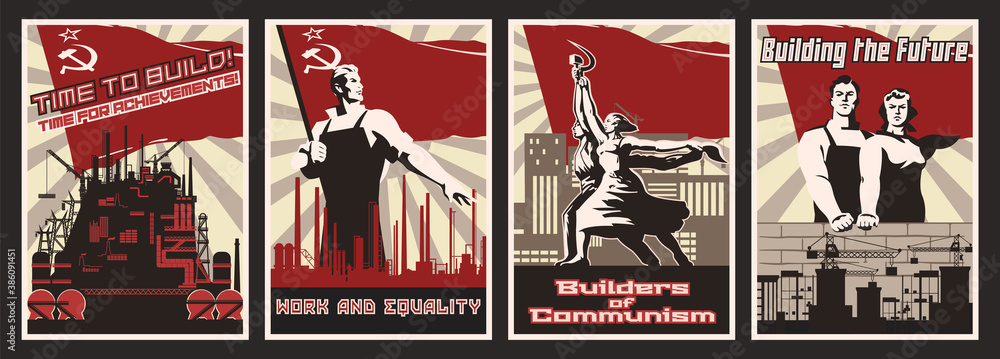 Photo & Art Print Retro Soviet Propaganda Poster Set, Indusrial ...