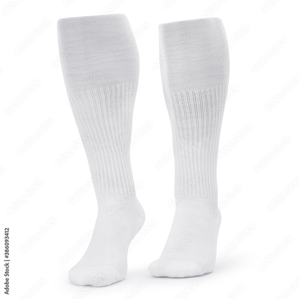 White long socks mockup isolated on white background with clipping path ...