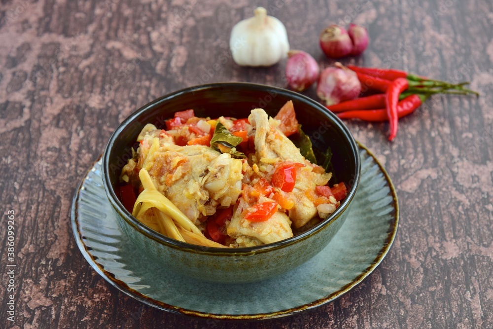 Ayam Balado, Indonesian food, cooked chicken in spicy chili sauce Stock ...