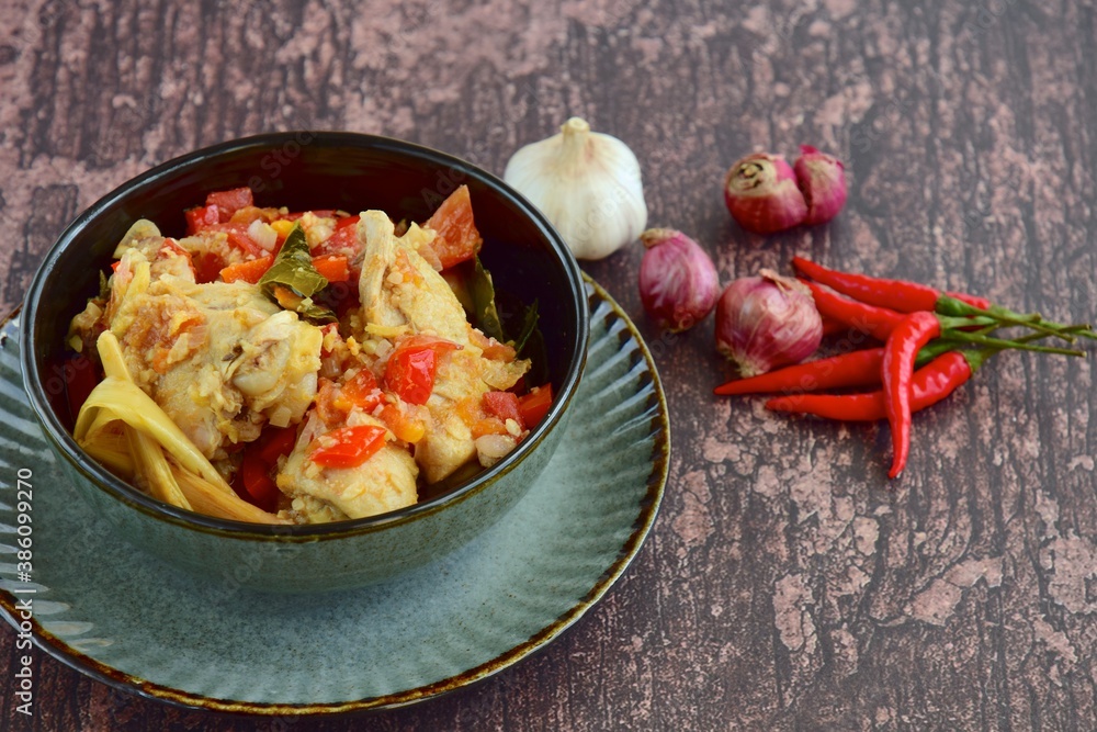 Ayam Balado, Indonesian food, cooked chicken in spicy chili sauce Stock ...