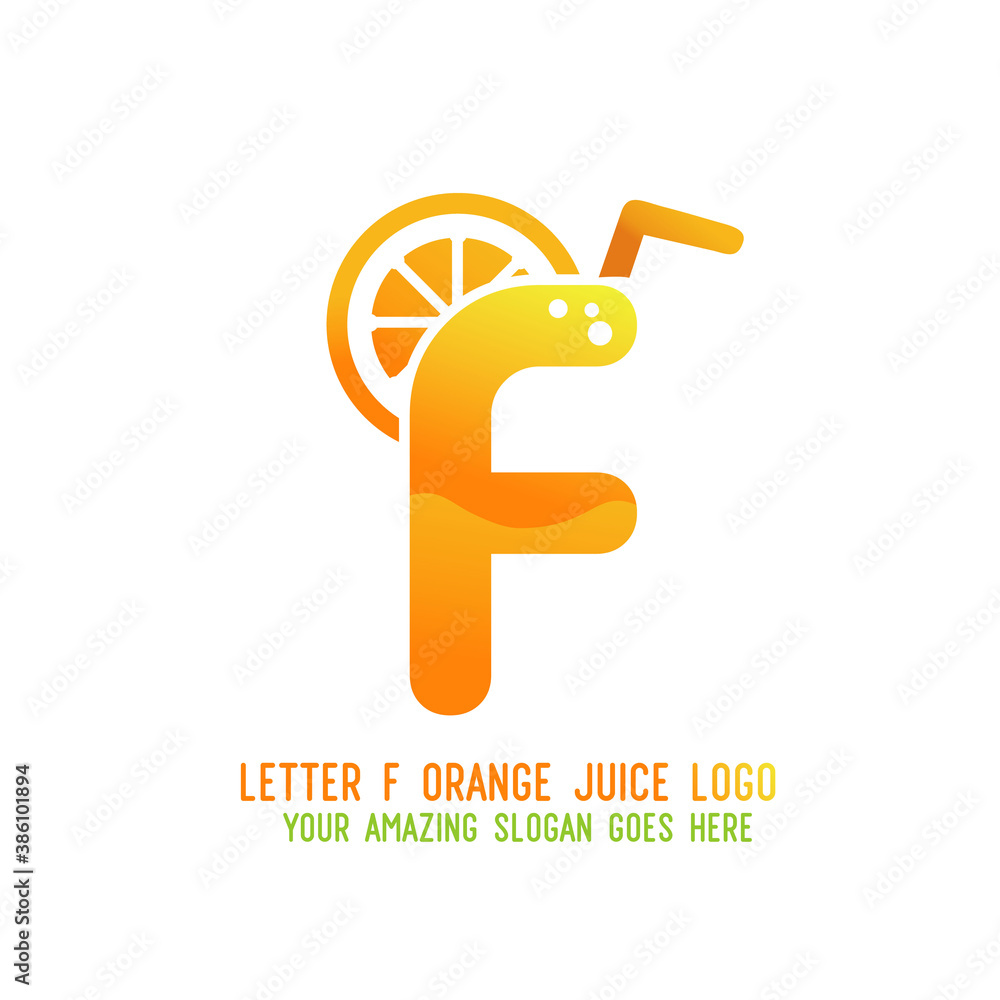Letter F Orange Juice Logo Template Design Vector Illustration on White ...