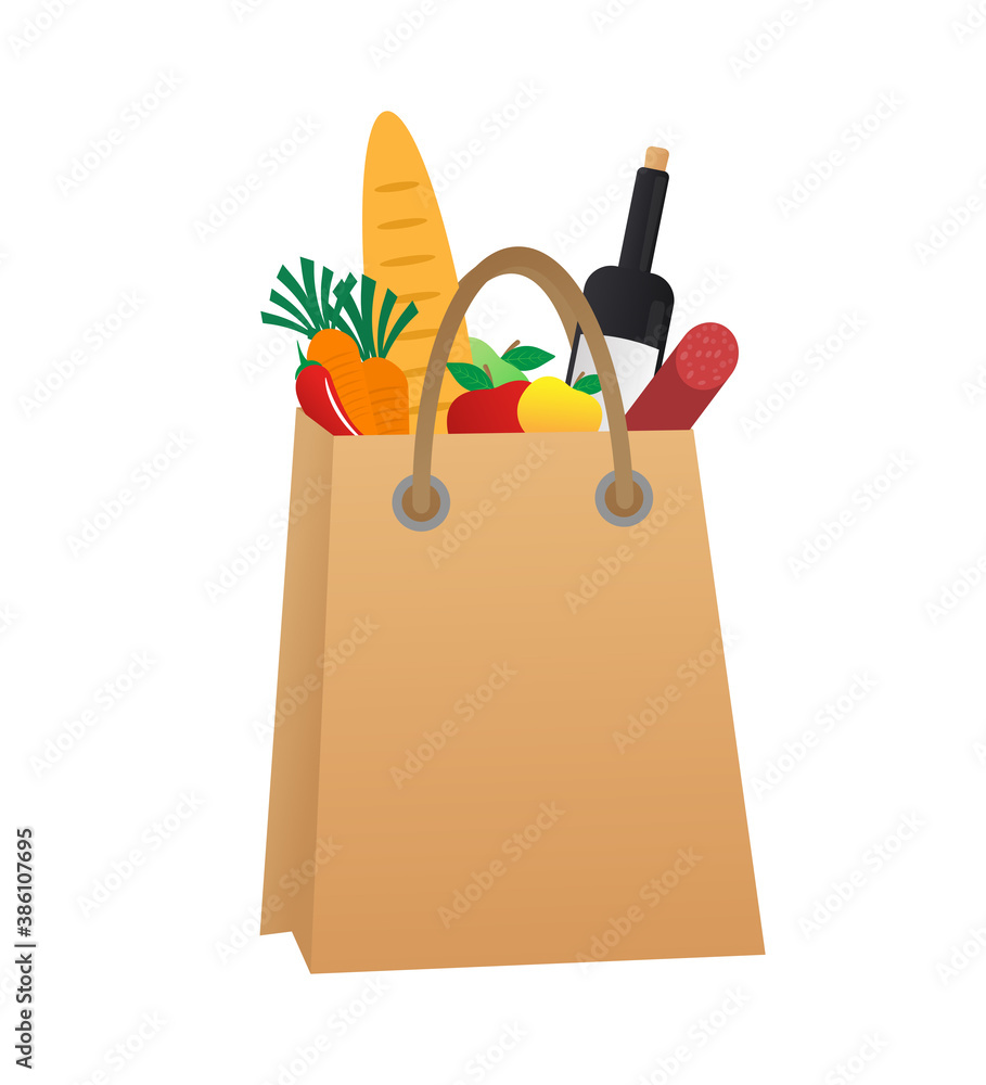 Food package in cartoon style on white background. Food delivery ...