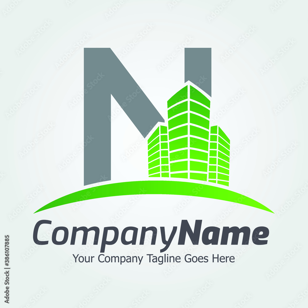 Letter N vector logo template, Colorful Letter N logo, Real Estate ...