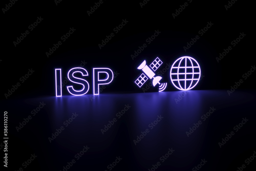 ISP neon concept self illumination background 3D illustration Stock ...