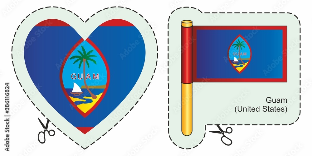 Flag of Guam. Territories of the United States. Vector cut sign here ...