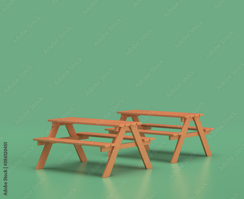 Isometric picnic table, camping object and scene, monochrome yellow ...