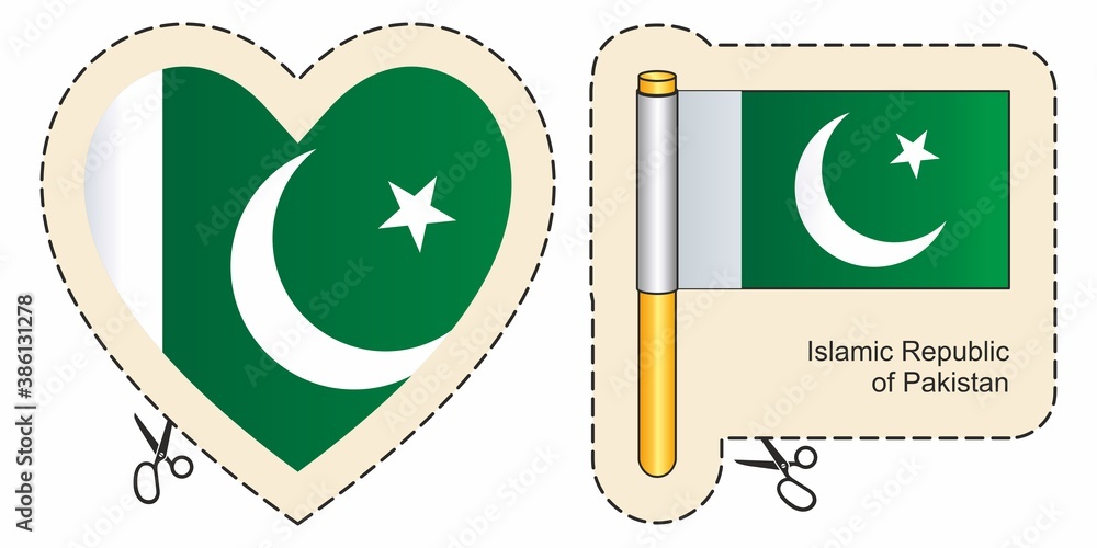 Flag of Pakistan. Vector cut sign here, isolated on white. Can be used ...