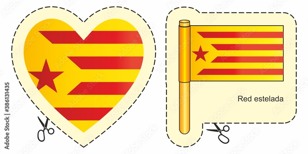 Red estelada - flag of Catalonia, Vector cut sign here, isolated on ...