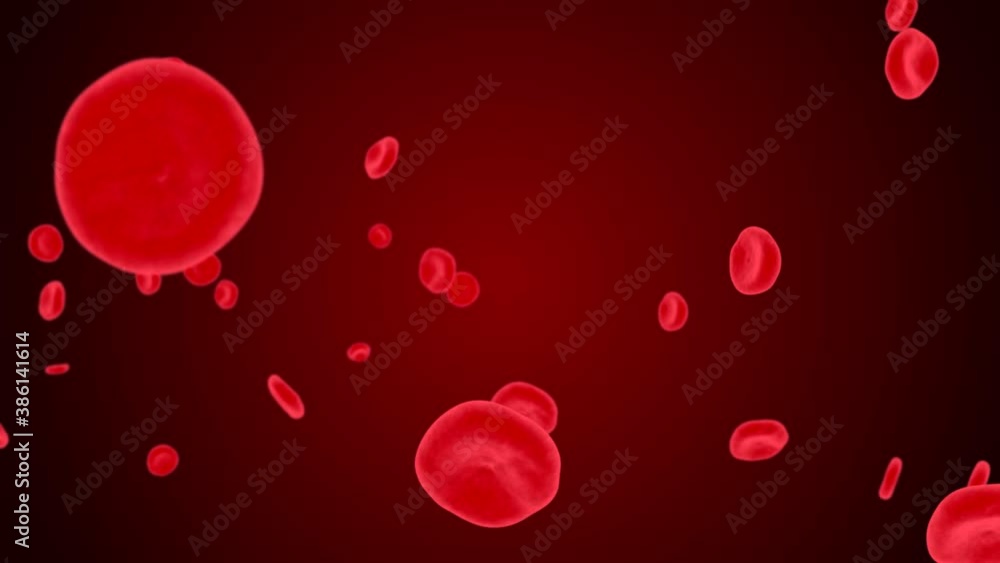 3d Medical blood cells in a human artery Loop Animation. Blood Cell ...
