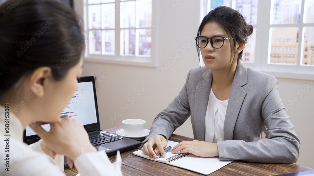 skeptical unconvinced asian chinese hr manager woman asking questions ...