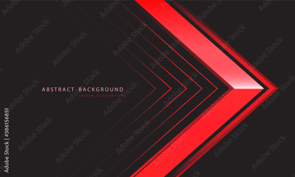 Abstract red metallic arrow direction on dark grey design modern luxury ...