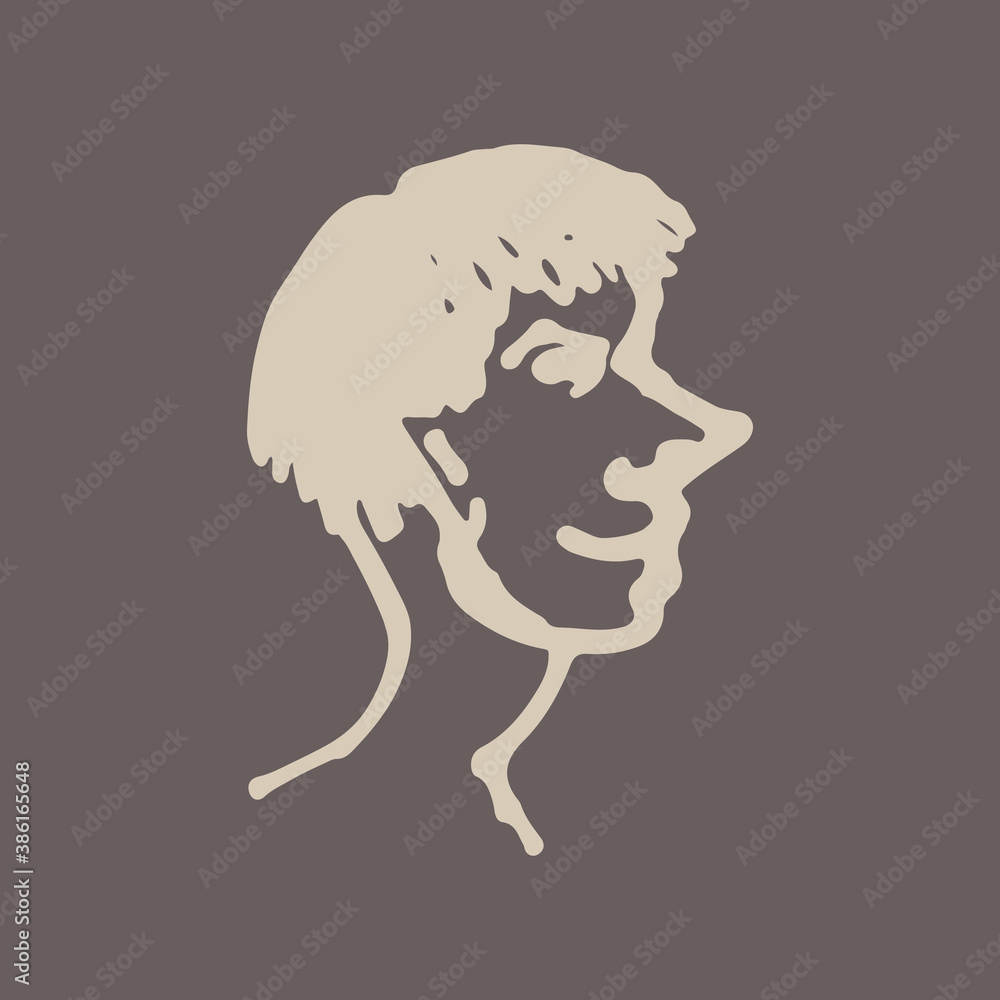 Half face silhouette. Vector hand drawn ink illustration. People's head ...