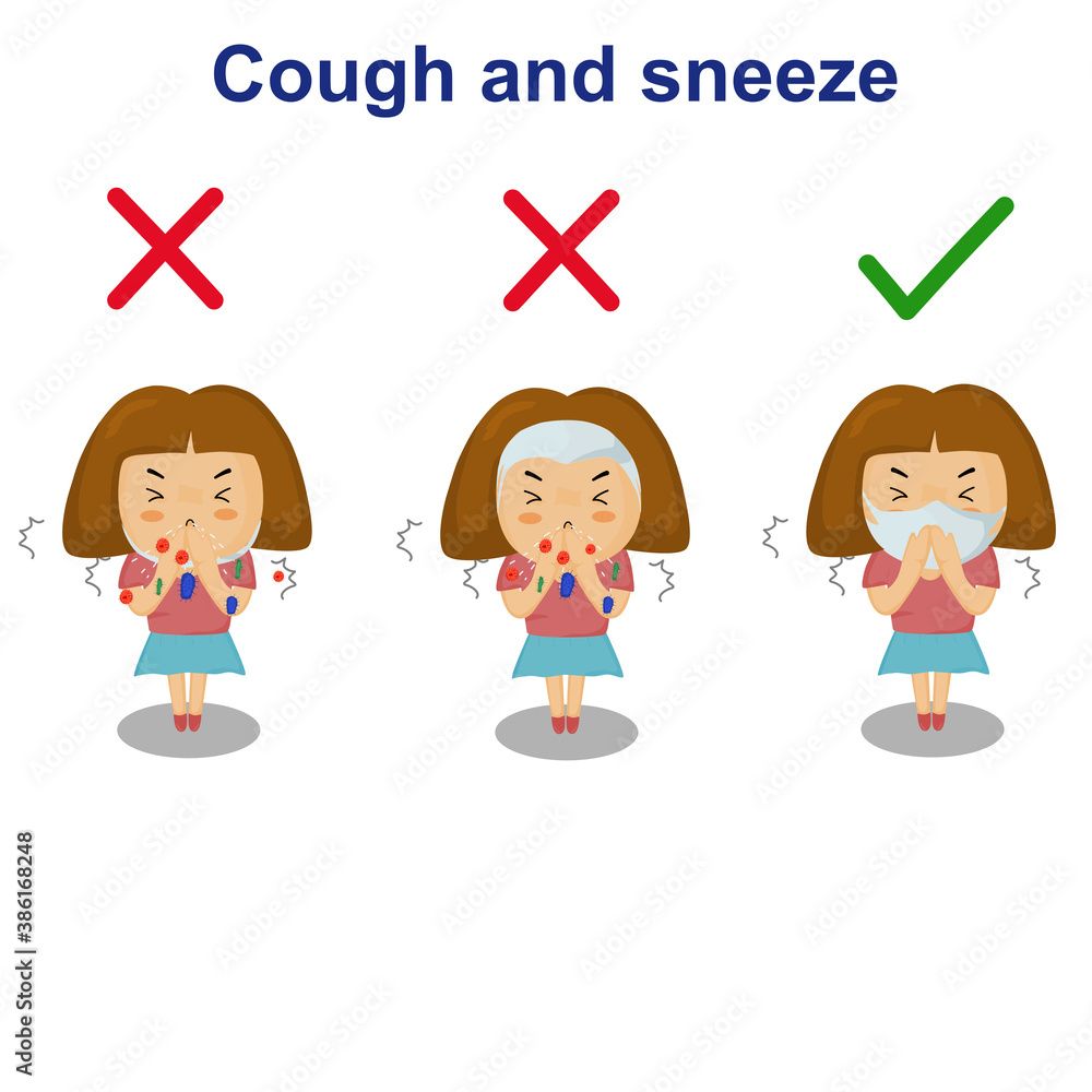 student show how to wearing mask and how to cough and sneeze for safe ...