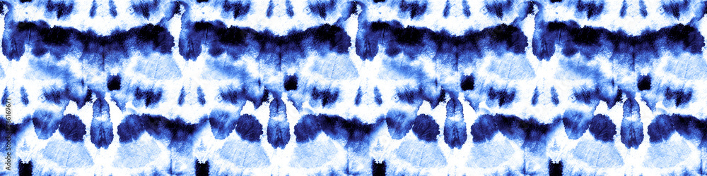Ornamental Nautical Ink Splash Paint. Endless Navy Blue Watercolor ...