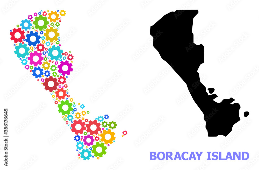 Vector mosaic map of Boracay Island created for engineering. Mosaic map ...