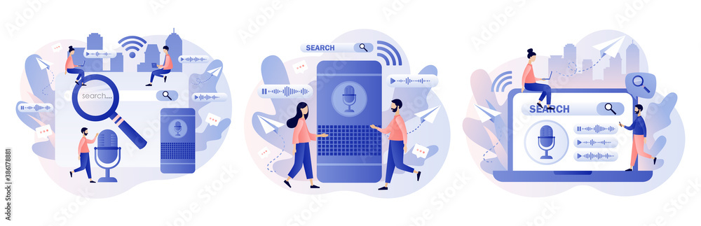 Voice assistant concept. Voice controlled, search, activated digital ...