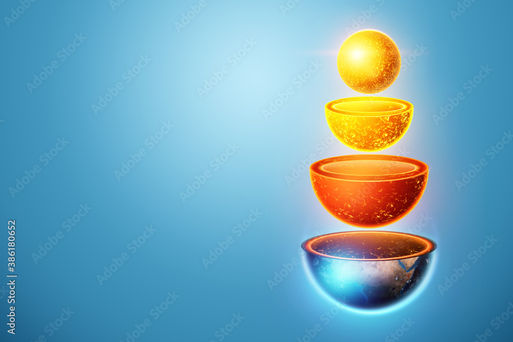 Internal structure of the earth, core structure, geological layers on a ...