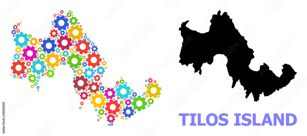 Vector collage map of Tilos Island constructed for services. Mosaic map ...