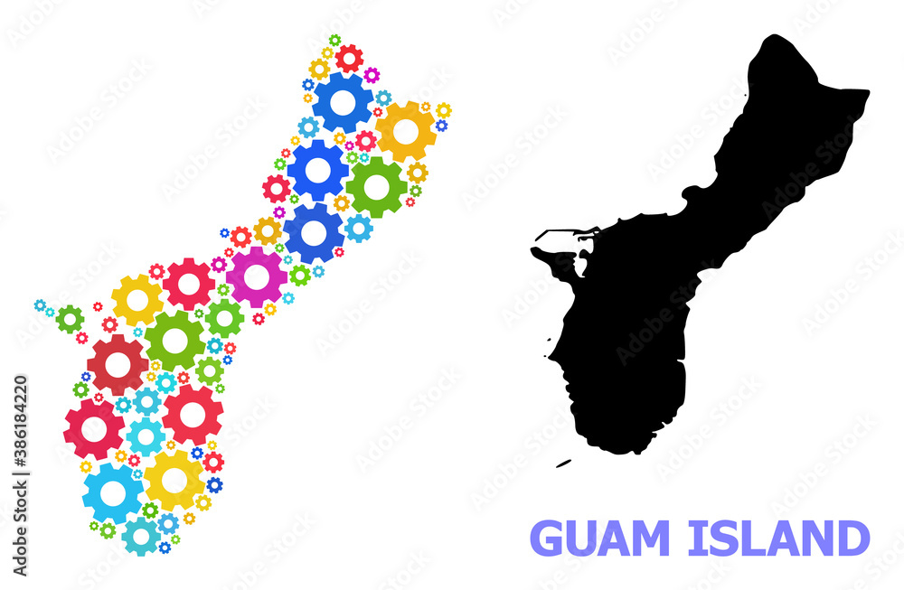 Vector mosaic map of Guam Island created for workshops. Mosaic map of ...