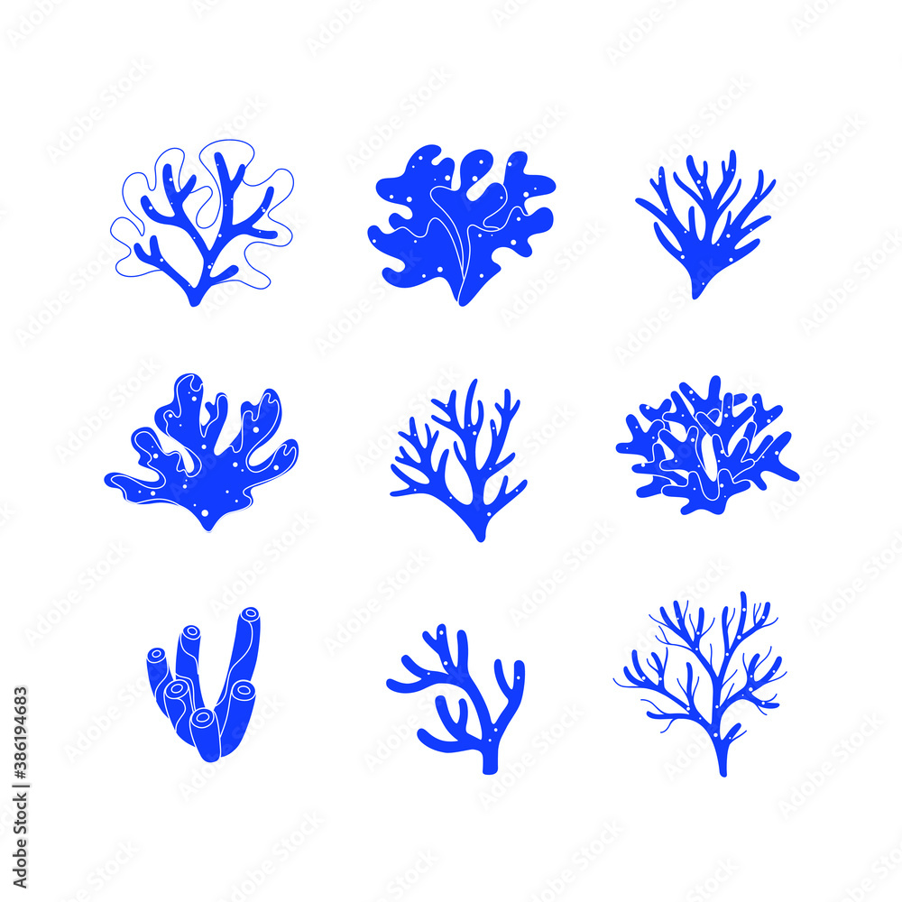 Vetor de Different types of coral. Design elements collection. Simple ...