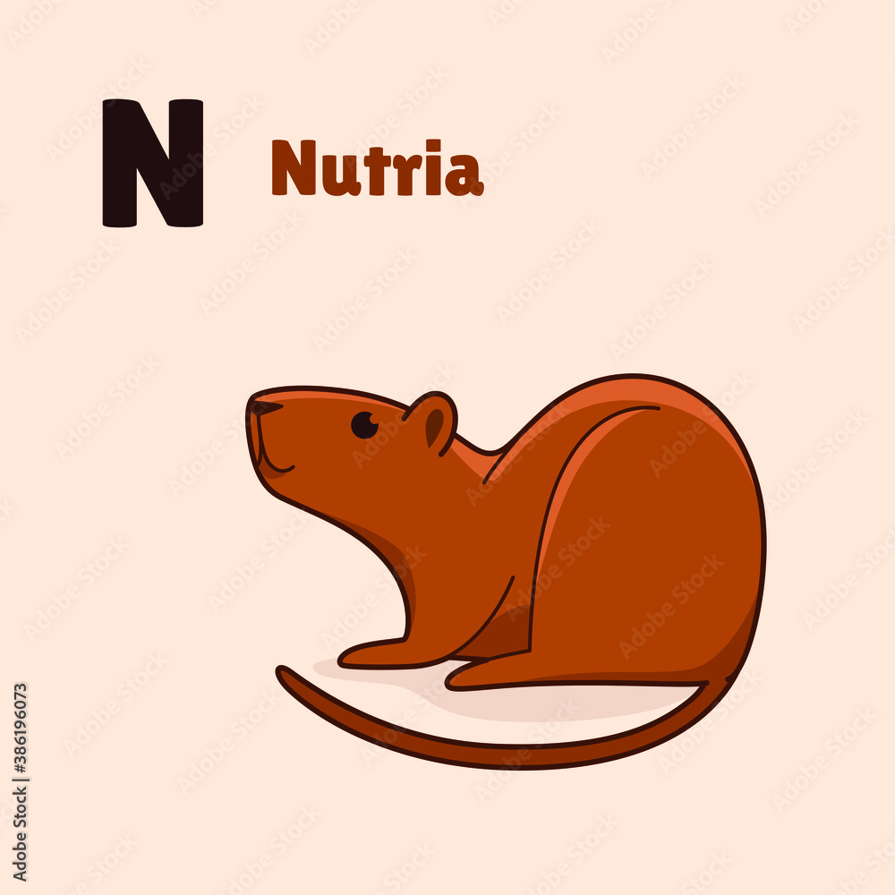 Cartoon nutria, cute character for children. Vector illustration in ...